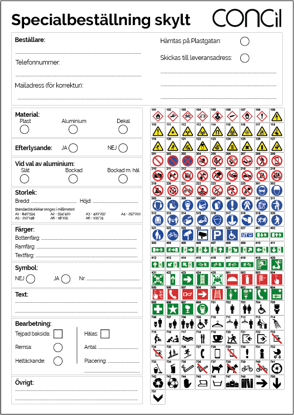 Specialtillverkade skyltar – Concil Safety